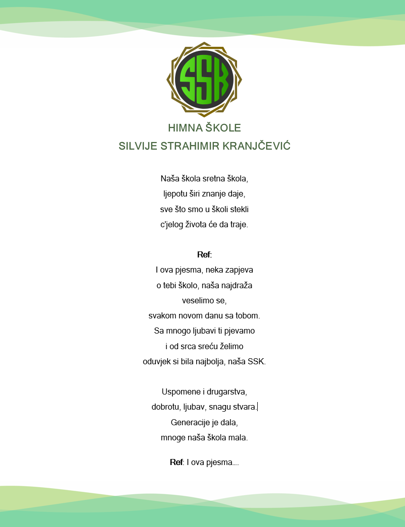 HIMNA SSK – JU OŠ "SILVIJE STRAHIMIR KRANJČEVIĆ"